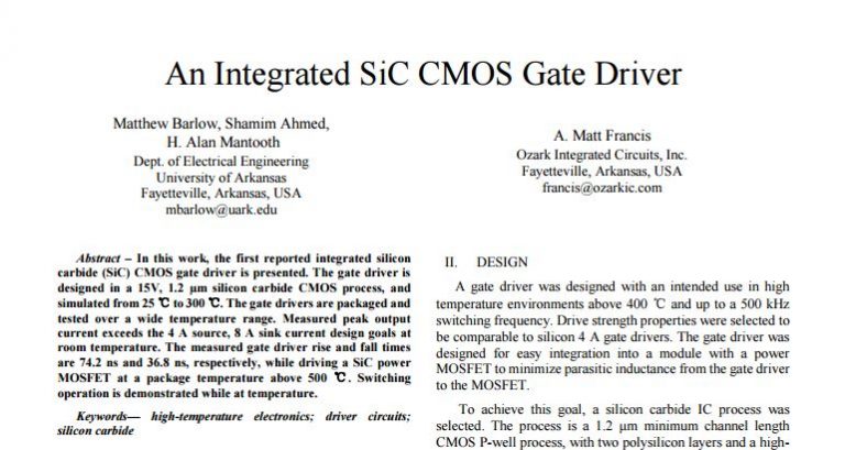 An Integrated SiC CMOS Gate Driver - Ozark Integrated Circuits, Inc.